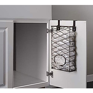 Gourmet Basics by Mikasa Plastic Bag Holder Basket with Removable Hooks, One size, Antique Black