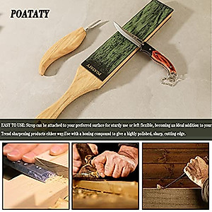 POATATY Leather Strop Paddle with Polishing Compound 14 inch x 2 inch for Sharpening & Honing- Knives Double Sided Strop Paddle - Get Razor-Sharp Edges with Knife Strop Kit