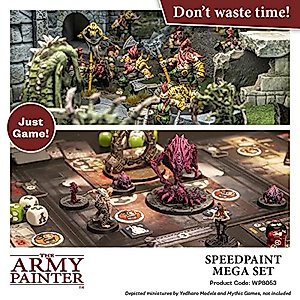 The Army Painter Speedpaint Mega Set - 24 x 18ml Speed Model Paint Kit Pre Loaded with Mixing Balls and 1 Brush- Base, Shadow and Highlight in One Miniature and Model Paint Set for Plastic Models