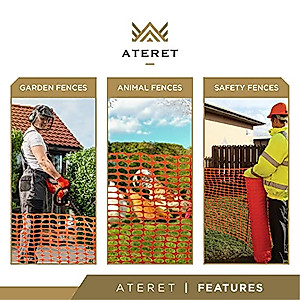 ATERET 4'x100' Orange Plastic Mesh Fencing Roll - Temporary, Reusable Netting for Snow Fence, Garden, Construction, and Animal Barrier (Orange, 8lb/Roll)