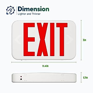 FREELICHT Red LED Exit Sign with Battery Backup，Exit Sign for Business，Easy to Install，UL Certified，AC 120/277V，Pack of 10