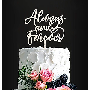Always and Forever Wedding Cake Topper, Silver Glitter After All This Time Always Wedding Cake Topper