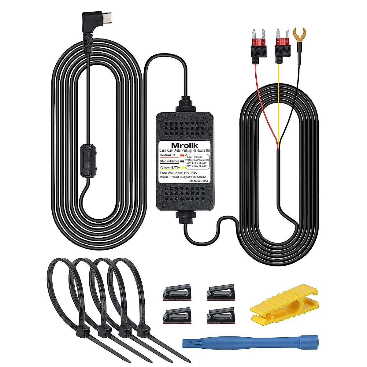 S10 Dash Cam Front and Rear WiFi 4K and Hardwire kit Cable for 24H Recording