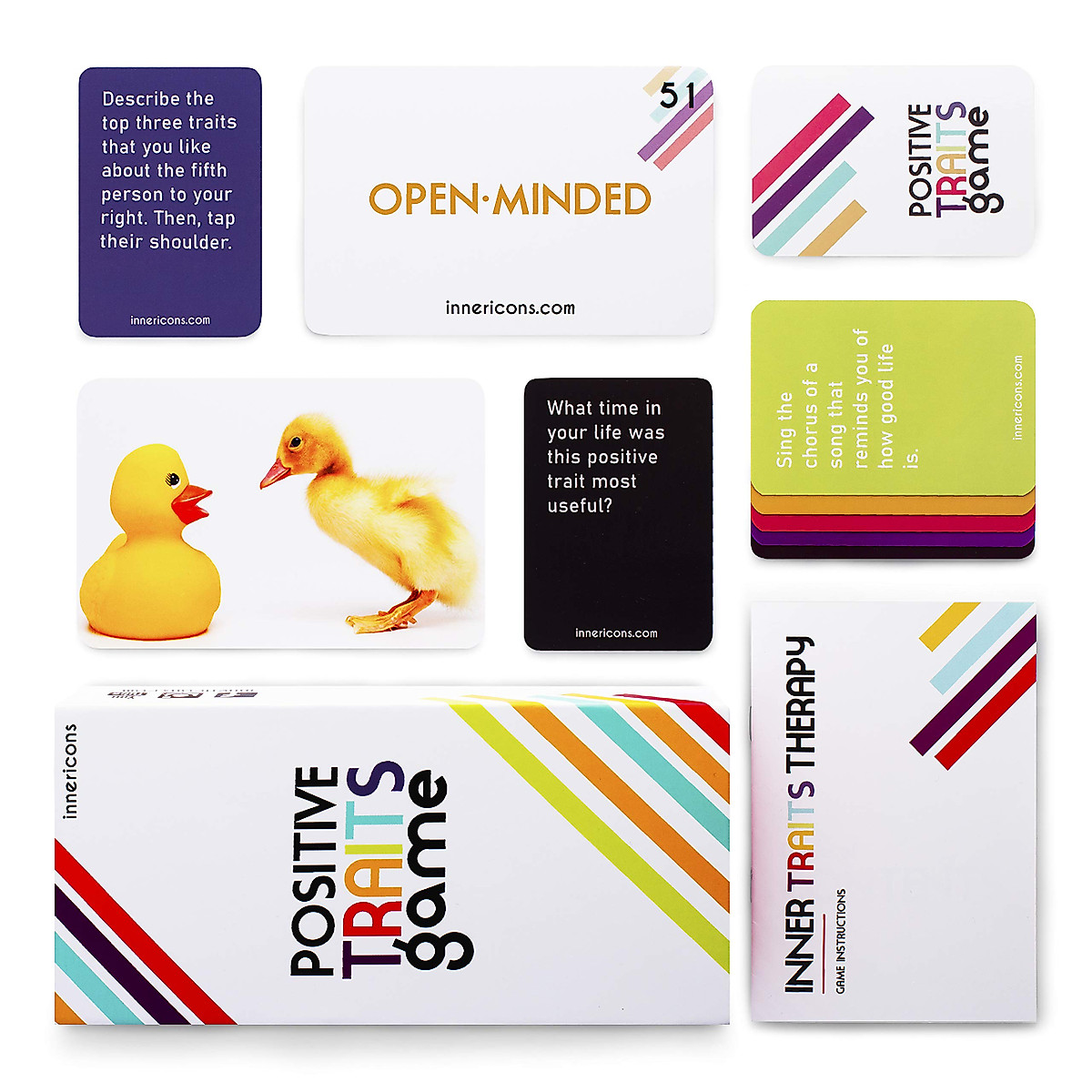 Positive Trait Therapy Games: Social Skills Games that Teaches Social Work Therapy for Kids, Teens and Adults Effective for Self Care, 115 Play Therapy Cards, Counseling game for teachers and families