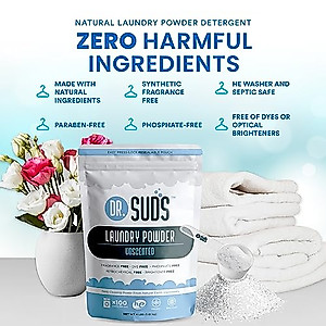 New Dr Suds Natural Laundry Detergent Powder 100+ Loads Unscented Made With Natural Earth Ingredients