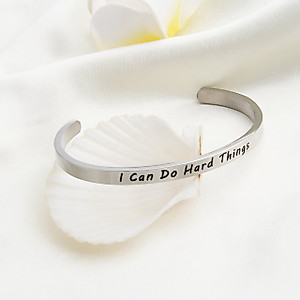 MAOFAED I can do hard things Cuff Bracelet Inspiration Jewelry Goddaughter gifts (Silver)
