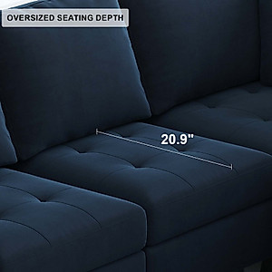 Belffin Velvet Single Seat Module for Modular Sectional Sofa Couch Accent Armless Sofa Couch Chair Modern Fabric Blue