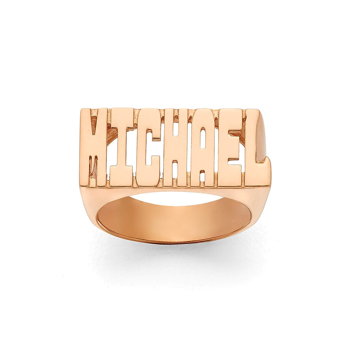 Silver N Style Lee 133Z Personalized Gold 10mm Large Size Block Letter Name Ring (Yellow Gold 10k, 10.5)