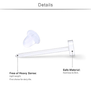 SCERRING 20G Clear Earring Retainer Acrylic Plastic Earring Posts Clear Ear Pins with Silicone Rubber Backs Earnuts for Men Women 3mm Flat 100PCS