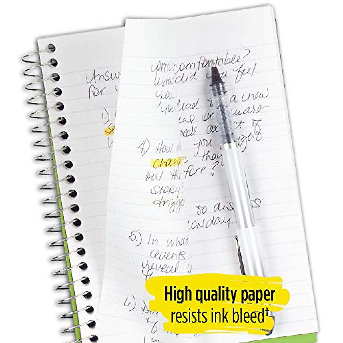 Five Star Spiral Notebook, 2 Subject, College Ruled Paper, 100 sheets, 9-1/2" x 6", Lime (72134)