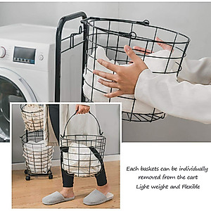 Lomani 3-layers laundry basket on wheels, laundry storage and organizer, cloth basket cart, organizer cart for clothes-BK