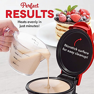 Dash DRCM200GBRD04 Mini Rice Cooker Steamer, Red & DMS001RD Mini Maker Electric Round Griddle for Individual Pancakes, Cookies, Eggs & other on the go Breakfast, Lunch & Snacks, Red