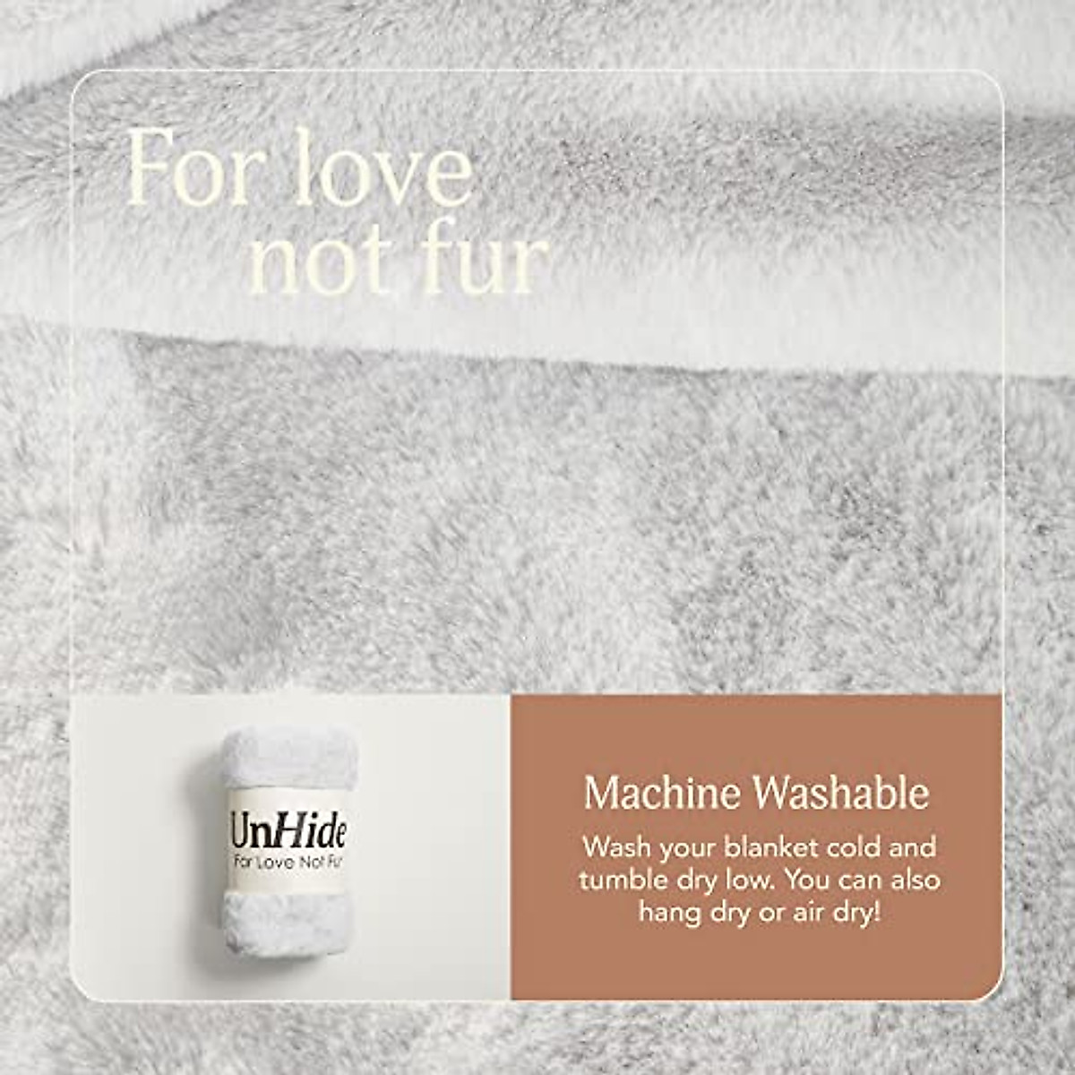 UnHide Cuddle Puddle - Faux Fur Blanket - Oversized, Lightweight, Extra Soft Blanket - Machine Washable - Add a Layer of Softness to Any Bed or Couch - 100” x 100” - Silver Fox