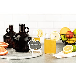 KooK Amber Glass Bottles, Growlers, with Black Plastisol Lined Lids, Beer, Soda, Cider, Kombucha, Set of 6, 32oz