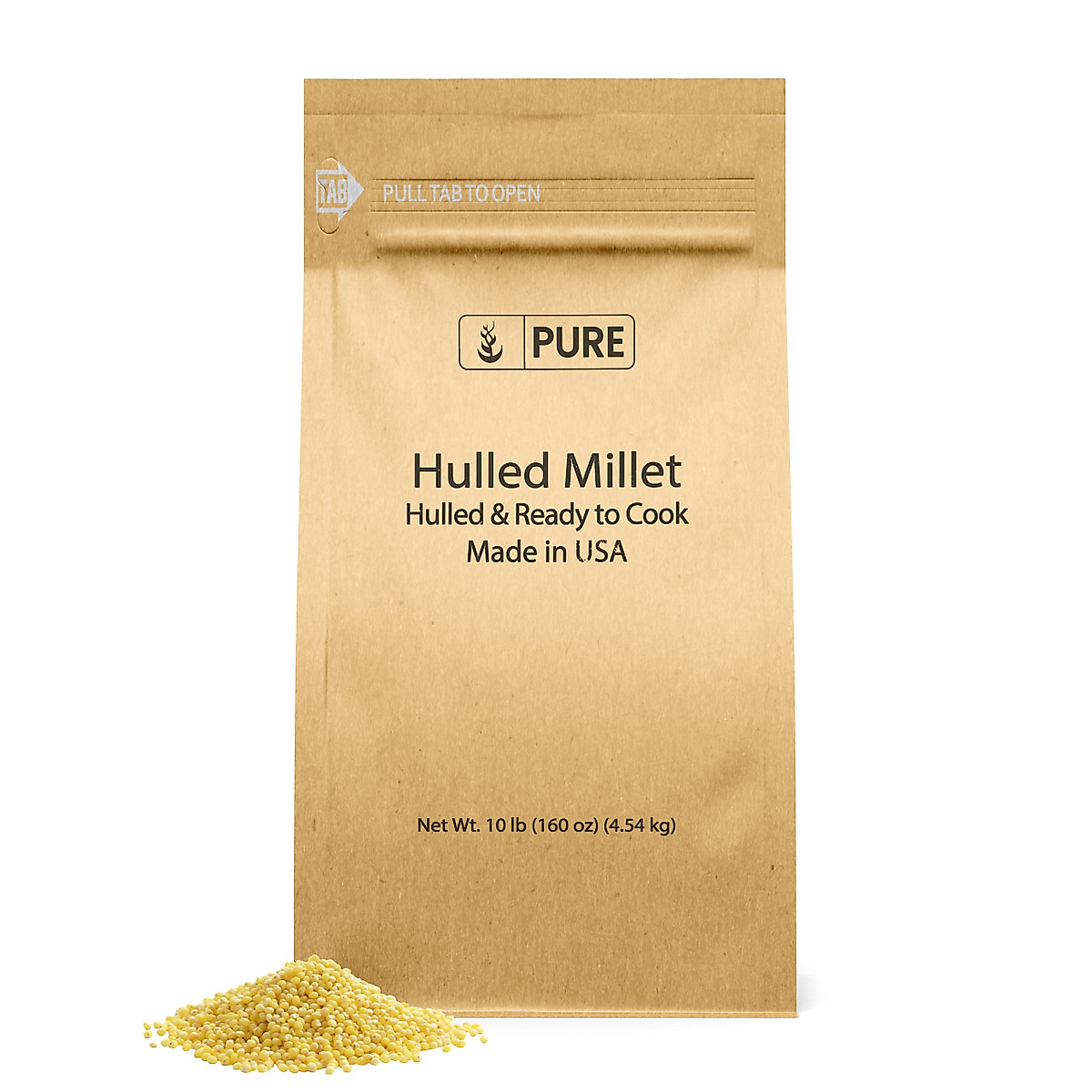 Pure Original Ingredients Hulled Millet (10 lb) Whole Grain, Hulled & Ready To Cook, Healthy Substitute For Rice
