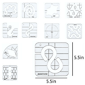Quilting Templates ，11-Piece Set with Free Motion Quilting Rulers and Templates，Low Shank Machine Quilting Templates - Essential Quilting Supplies