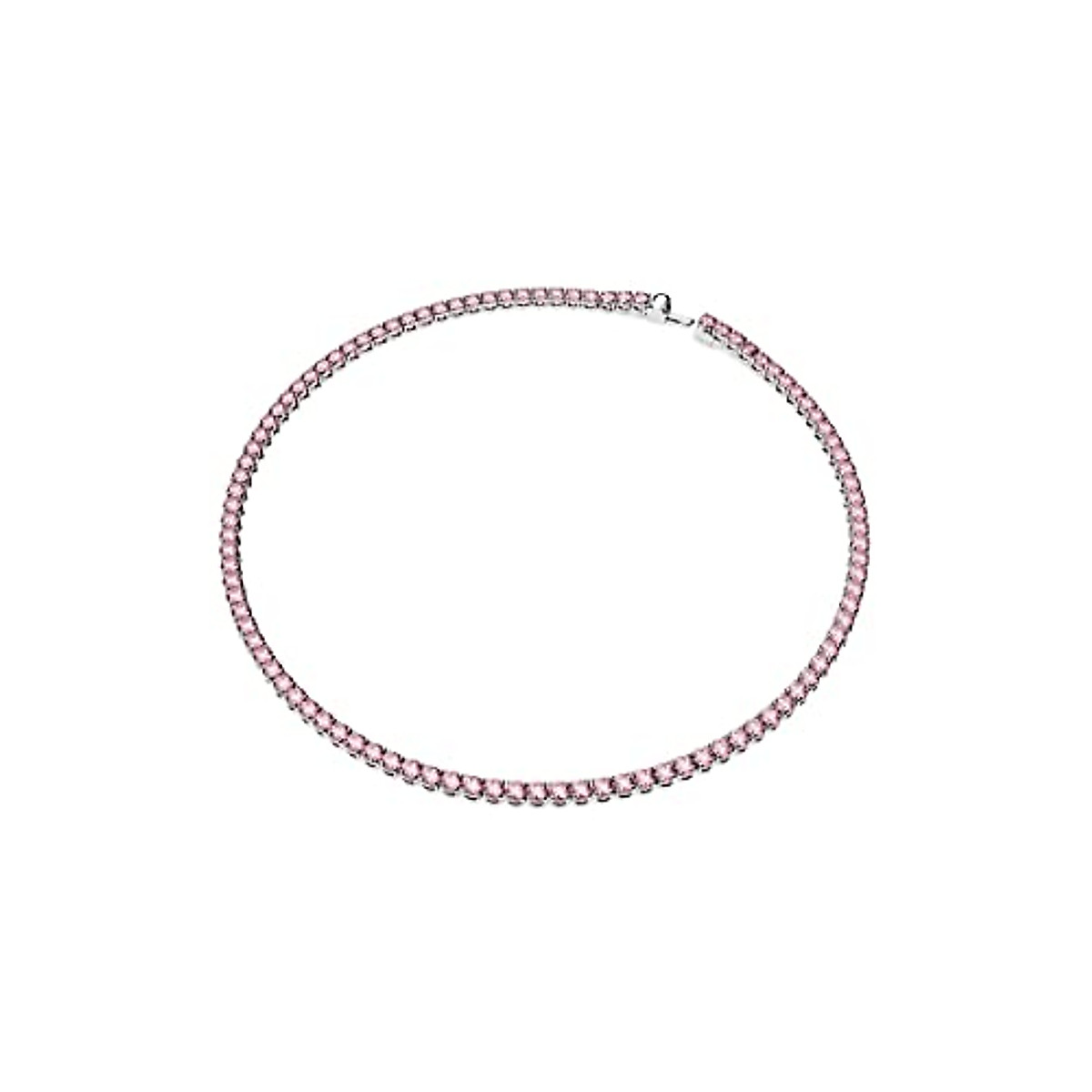Swarovski Matrix Tennis Necklace with Bright Pink Crystals on a Rhodium Finished Setting, Size M, Part of the Swarovski Matrix Collection