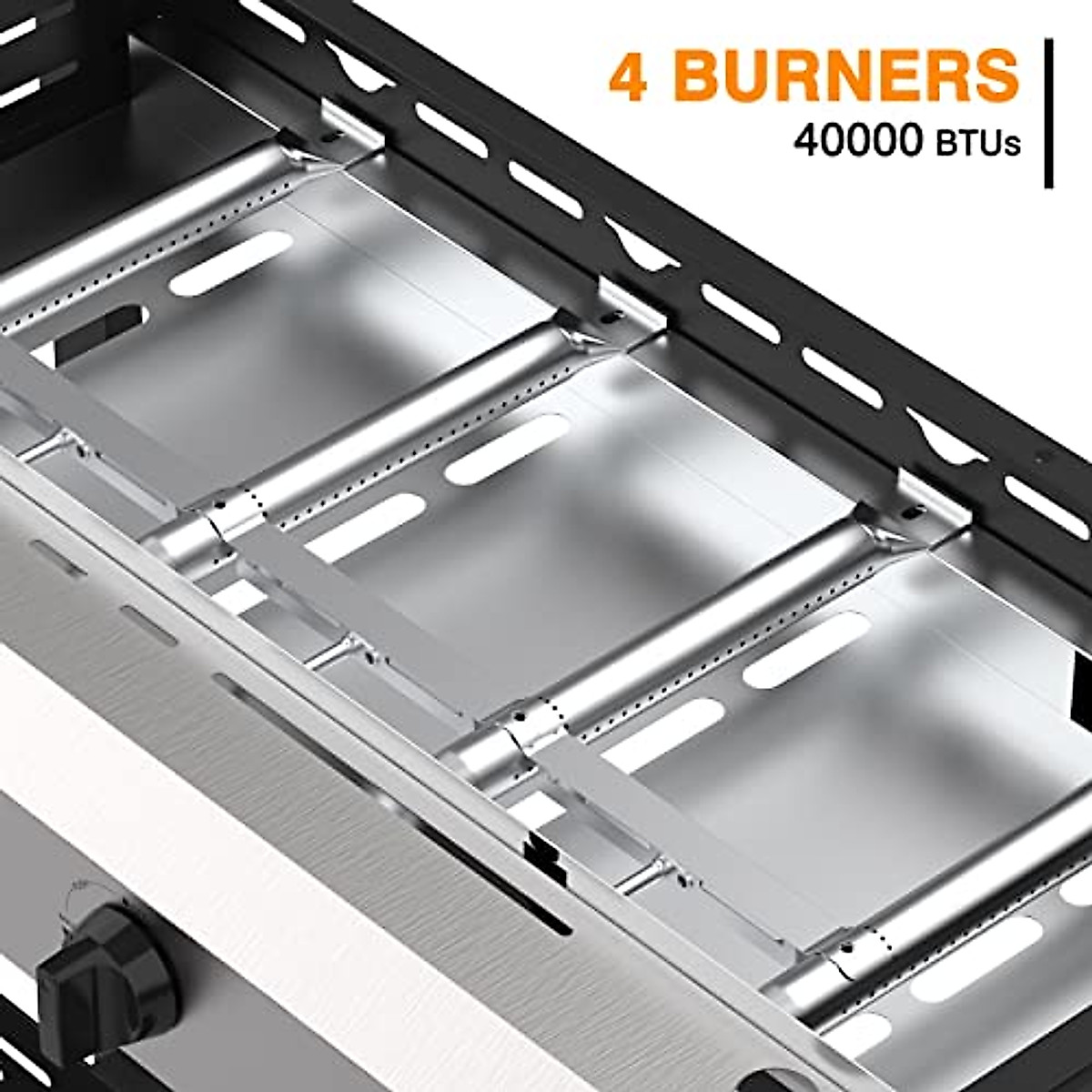 ADREAK 30 Inch 4 Burner BBQ Gas Grill Griddle, Stainless Steel Portable Detachable 40,000 BTU Table Top Propane Barbecue Grill for Camping or Tailgating (Only Griddle)