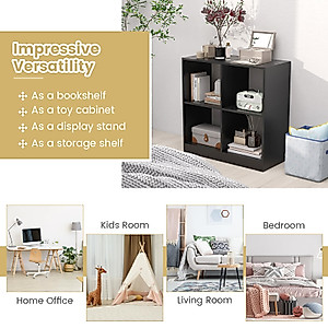 Tangkula 4-Cube Bookcase, Freestanding Open Bookshelf, 2 Anti-Tipping Kits, Modern Cube Storage Wooden Display Shelf for Living Room Kids Room, Easy Assembly (Black, 29 x 13 x 29 Inch)