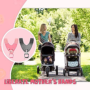2 Pcs Adjustable Baby Bottle Holder Car Seat Bottle Spare Baby Bottle Feeding Sling Bottle Drink Holder Bracket Strap Tight Loop and Hook Tape for Hanging (Grey, Pink, Lovely Style)