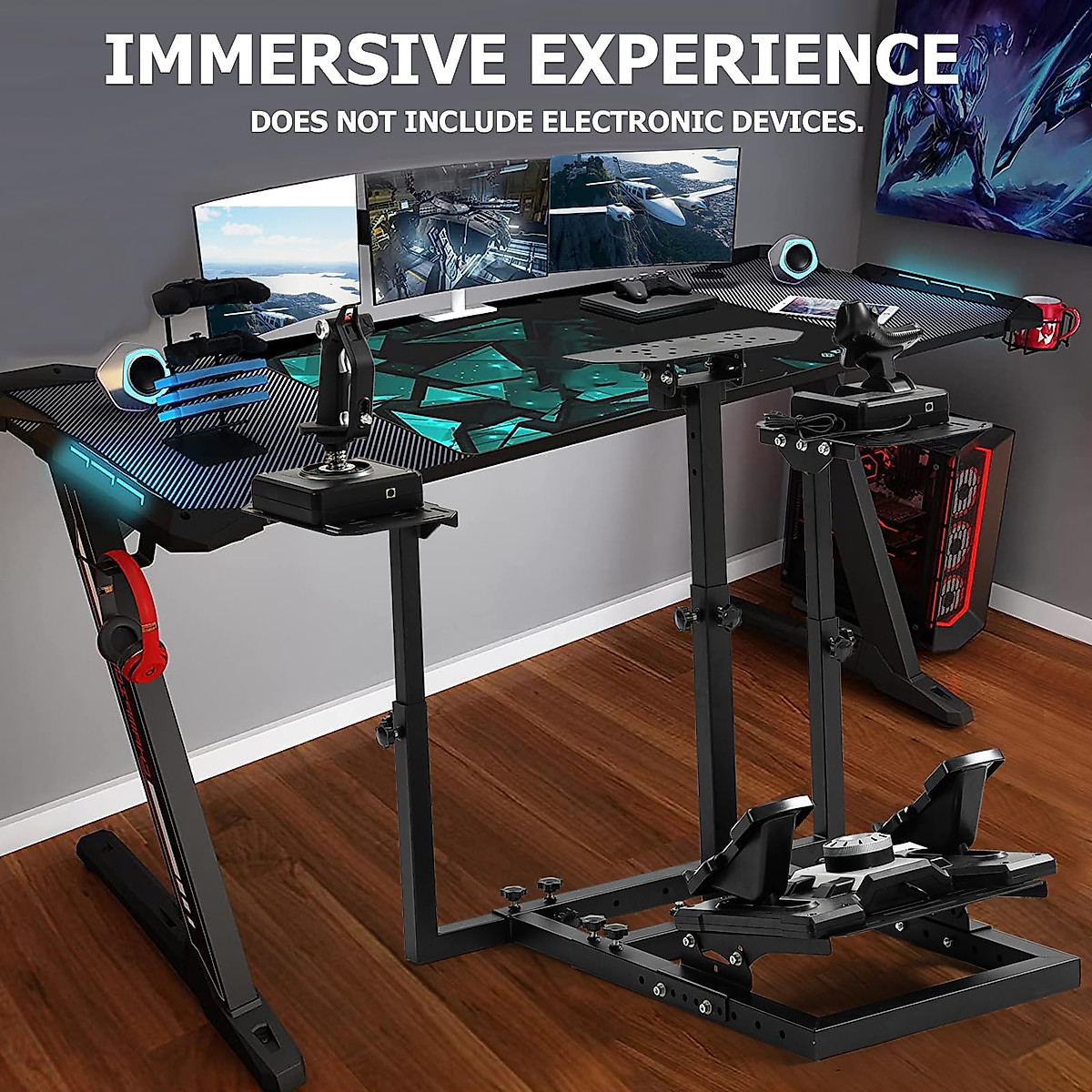 Anman G29 Racing Flight Simulator Stand with Pro 3 Gear Shifter Panels Fit for Logitech/Thrustmaster/Hotas Warthog G27 G29 G920 TX PXN,Professional Steering Wheel Stand,Not Include Wheel & Pedals