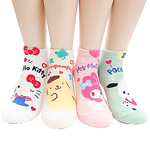 Socksense Hello K Character Series Women's Original Socks (Cotton Blend, Kawaii_8pairs)
