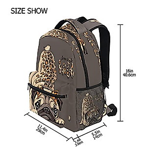 ALAZA Pug Dog Leopard Skin Spots Travel Laptop Backpack Business Daypack Fit 15.6 Inch Laptops for Women Men