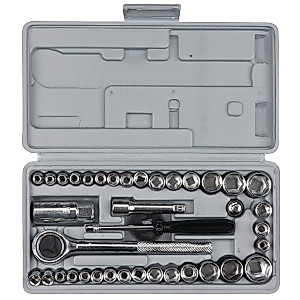 Performance Tool W1173 SAE/Metric 40-Piece SAE and Metric Socket Set, 1/4-Inch & 3/8-Inch Drive