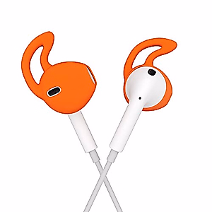 [4 Pairs] Silicone Ear Tips Soft Anti-Slip Sport Earbud Covers, Anti-Drop Ear Hook Gel Headphones Earphones Protective Accessories Tips (Black, Orange, Blue, White)