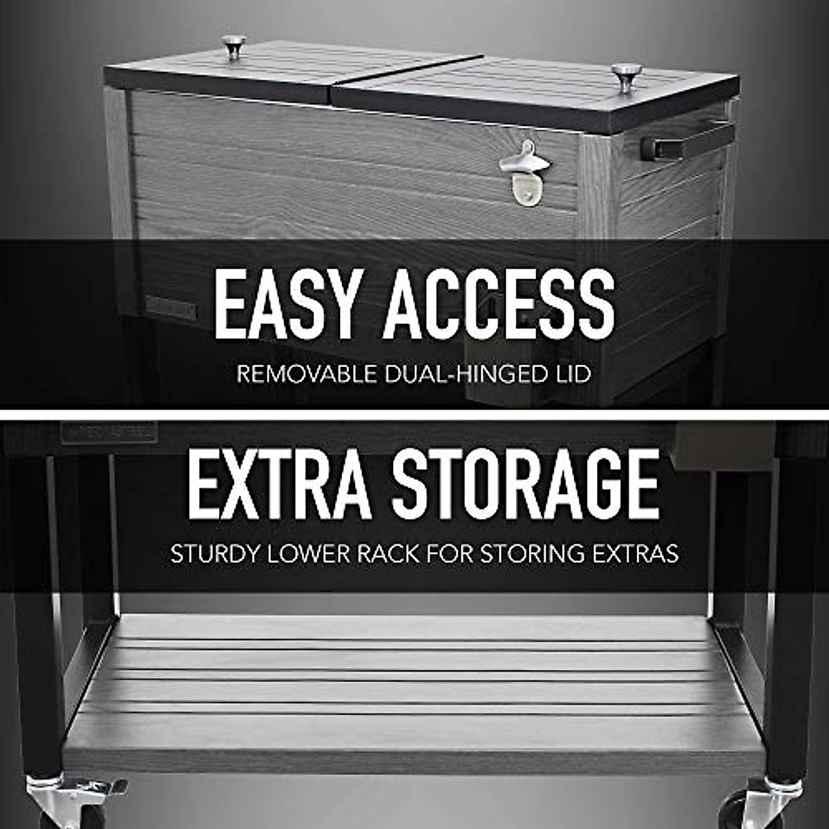 Permasteel PS-205-GRY-AM 80 Quart Patio Cooler, Gray