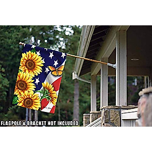 Toland Home Garden 1012204 American Sunflowers Patriotic Flag 28x40 Inch Double Sided for Outdoor Flower House Yard Decoration