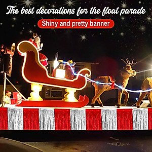 6 Pack 10 Feet Red and Silver Tinsel Foil Fringe Garland, Metallic Streamers Banner Wall Hanging Garland for Parade Floats, Graduation, Birthday, Baby Shower, Disco, Celebration Party Decoration