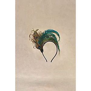 BABEYOND Fascinator Hat Veil Feather Fascinator Hair Clip Tea Party Pillbox Derby Hat Fascinator Mesh Bridal Wedding Veil Peacock Green