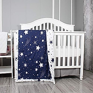 Belsden Ultra Soft Star Baby Comforter, Cozy Breathable Lightweight Crib Quilt for Boys Girls, 34" x 44" Nursery Bedding Baby Toddler Quilted Blanket, Duvet Insert, Space Star Navy Blue