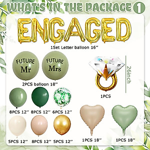 Sage Green Engagement Party Decorations, She Said Yes Decorations Banner Future Mr and Mrs Balloons for Just Engaged Decor, Sage Green Balloons for Bridal Shower Decorations