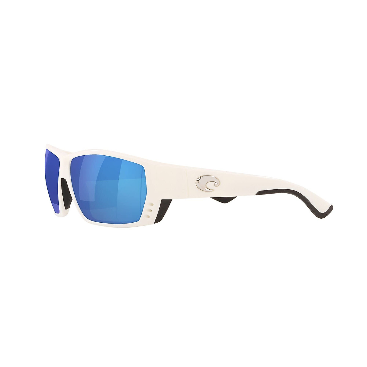 Costa Del Mar Mens Tuna Alley Rectangular Sunglasses, White/Grey Blue Mirrored Polarized-580G, 62 mm