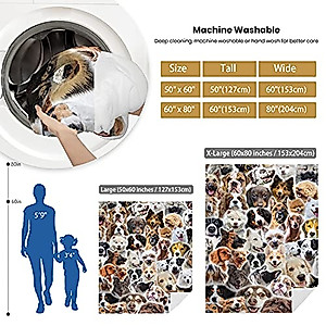 Large Fleece Throw Blanket for Couch Sofa, Fuzzy Soft Cozy Blankets and Throws Warm Lightweight Plush Lap Blanket for Women Men, 50 x 60 inches, Cute Dogs Pattern