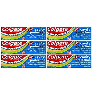 Colgate Kids Cavity Protection Fluoride Toothpaste, Bubble Fruit Flavor, Travel Size 0.85 oz (24g) - Pack of 6