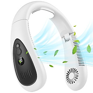 Neck Fan, 5000mAh LED Display Foldable Neck Fans Portable Rechargeable, with 3 Speeds Adjustment and Heat Sink Aluminum Sheet, Hands Free Personal Fan,USB Powered, Portable Neck Fan for Travel Outdoor