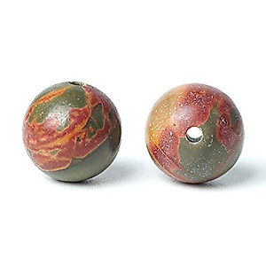 100Pcs Natural Stone 10mm Picasso Round Loose Gemstone Energy Healing Beads Hole Size 1mm DIY Smooth Beads for Bracelet Necklace Earrings Jewelry Making