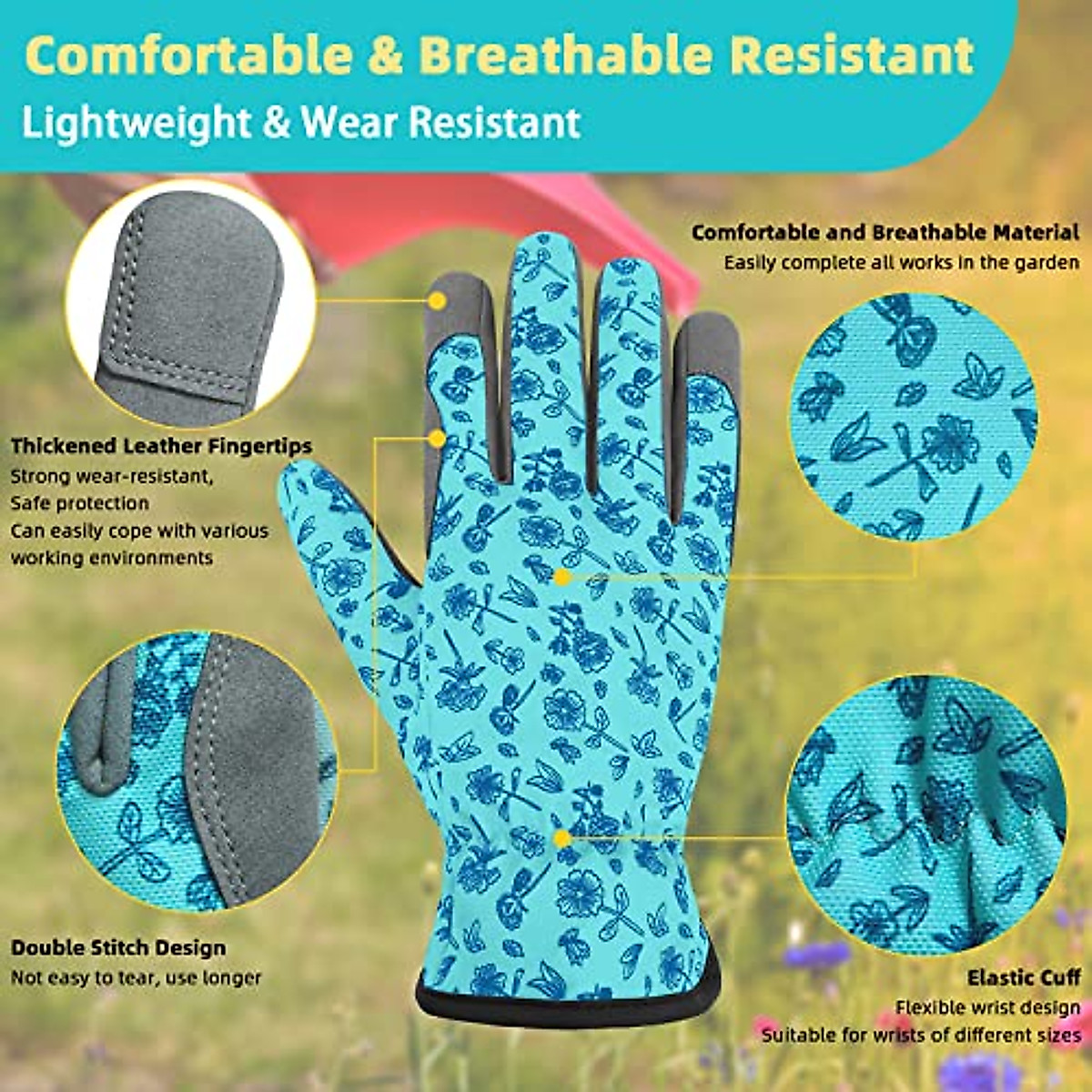 Long Gardening Gloves for Women Thorn Proof, Comfortable Soft Leather Garden Gloves for Gardening, Cleaning, Digging