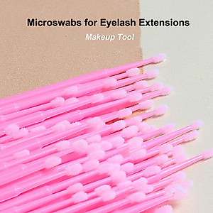 1200PCS Disposable Micro Applicators Brush for Eyelash and Make up Brushes and Personal Care Microswabs Pink (Head Diameter: 2.0mm)