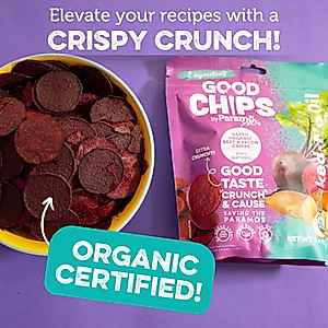 Good Chips Beet & Yacon - Crispy, Baked, No Oil, No Added Salt - Organic, High Fiber, Prebiotic Superfood - Healthy, Vegan Snack - 0.7 oz, Pack of 12
