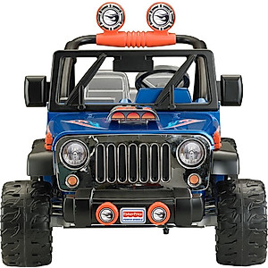 Power Wheels Hot Wheels Jeep Wrangler Ride-On Battery Powered Vehicle with Music Sounds & Storage for Preschool Kids Ages 3+ Years