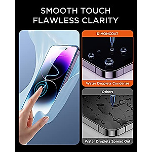 [4+2 Pack][Auto Alignment Kit] Screen Protector Compatible iPhone 14 Pro Max 6.7'' with Camera Lens Protector [10X Military Protection] DIMONCOAT HD Diamonds Hard Tempered Glass Film