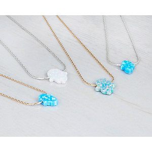 Delicate 14K Gold Filled Opal Hamsa Choker Necklace - Designer Handmade Minimalist Collar with Small White Hand - 13.5 inch + 3 inch extending chain