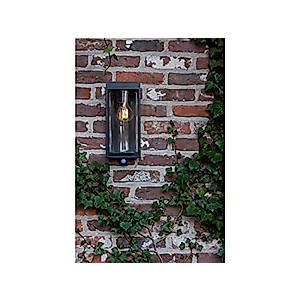 LUTEC Solar Motion Sensor Light Outdoor, Dusk to Dawn Modern Wall Sconce, Aluminum Anti-Rust Solar Wall Lights with Clear Glass Shade, Waterproof for Porch, Patio and Garden-Black