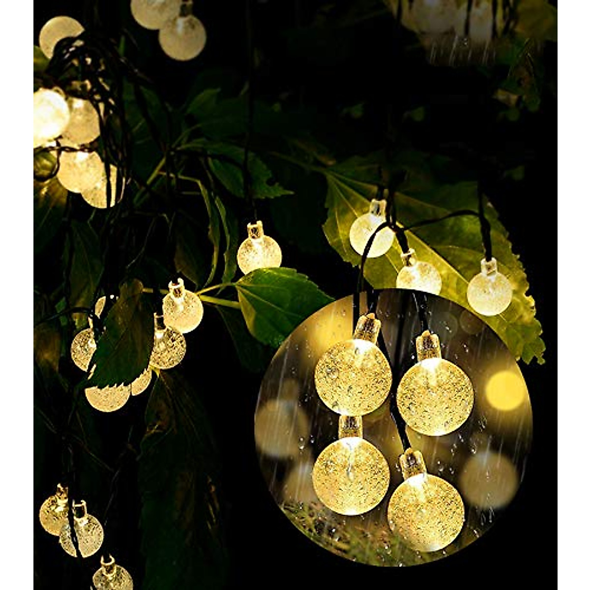 Solar String Lights Outdoor Crystal Ball Waterproof Globe String Lights 31ft 50LED Solar Powered Fairy Lighting for Garden Home Landscape Holiday Decorations (warm white) (warm white)