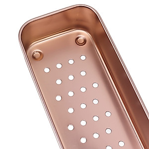 Kitchen Chopsticks Storage Box Cutlery Tray Smart Drain Food Grade with Lid for Business (Rose Gold)