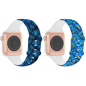 Sea Turtle Sport Watch Bands Compatible with Apple Watch Band 38mm 40mm 41mm,Silicone Strap Wristbands Compatible with iWatch Bands Series SE 7 6 5 4 3 2 1 for Girls Women Boys Men Couple Boyfriend Girlfriend Lover Gifts